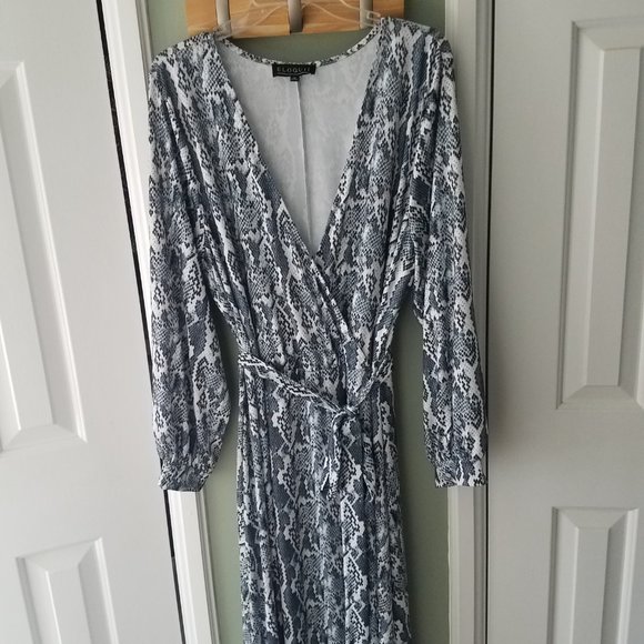 Eloquii | Dresses | Eloquii Snake Print Faux Wrap Gray Silver Maxi ...